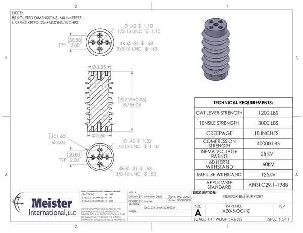A20-5-IC Indoor Cycloaliphatic Epoxy Insulator For Switchgear – Meister ...