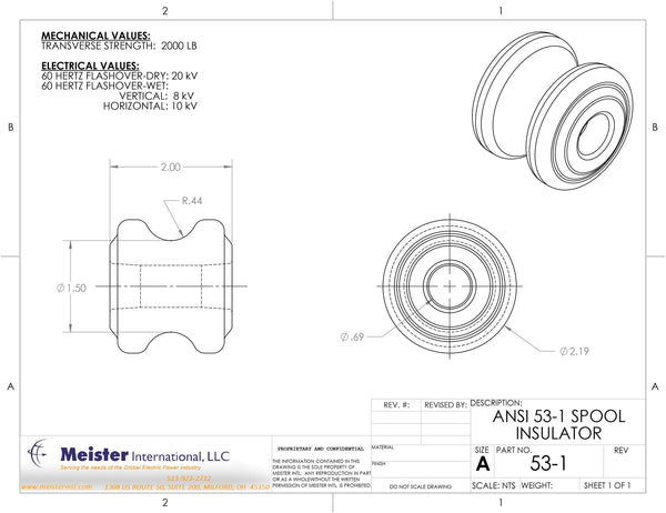 ANSI 53-1 Porcelain Spool Insulator – Meister International